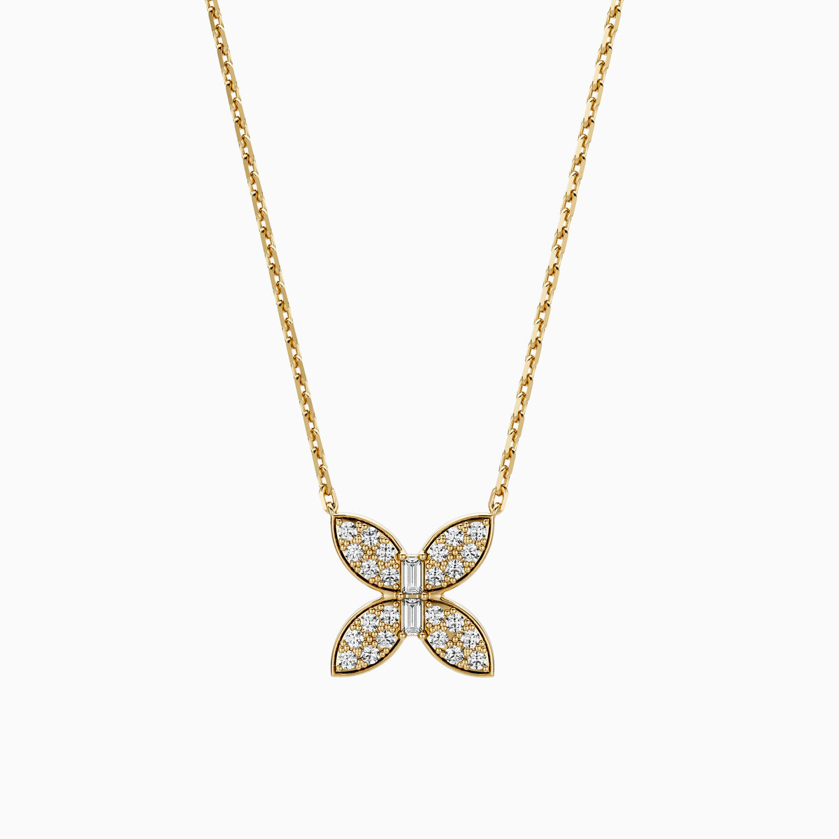 Gold Butterfly Pendant Necklace with Diamond Pavé | Ecksand