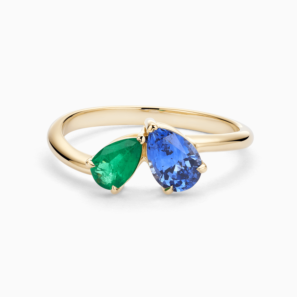 Emerald and Blue Sapphire Two-Stone Engagement Ring | Ecksand