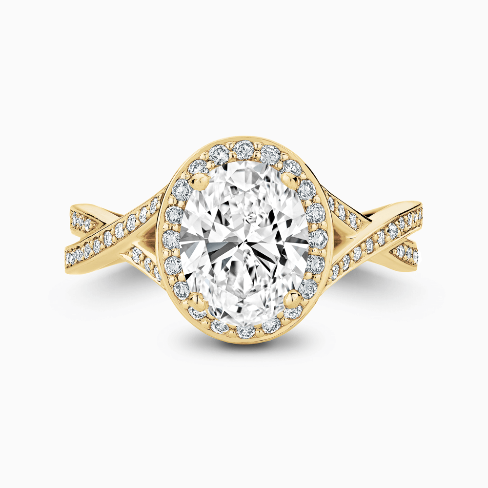 Bague de fiançailles diamant et halo, anneau entrelacé – Ecksand
