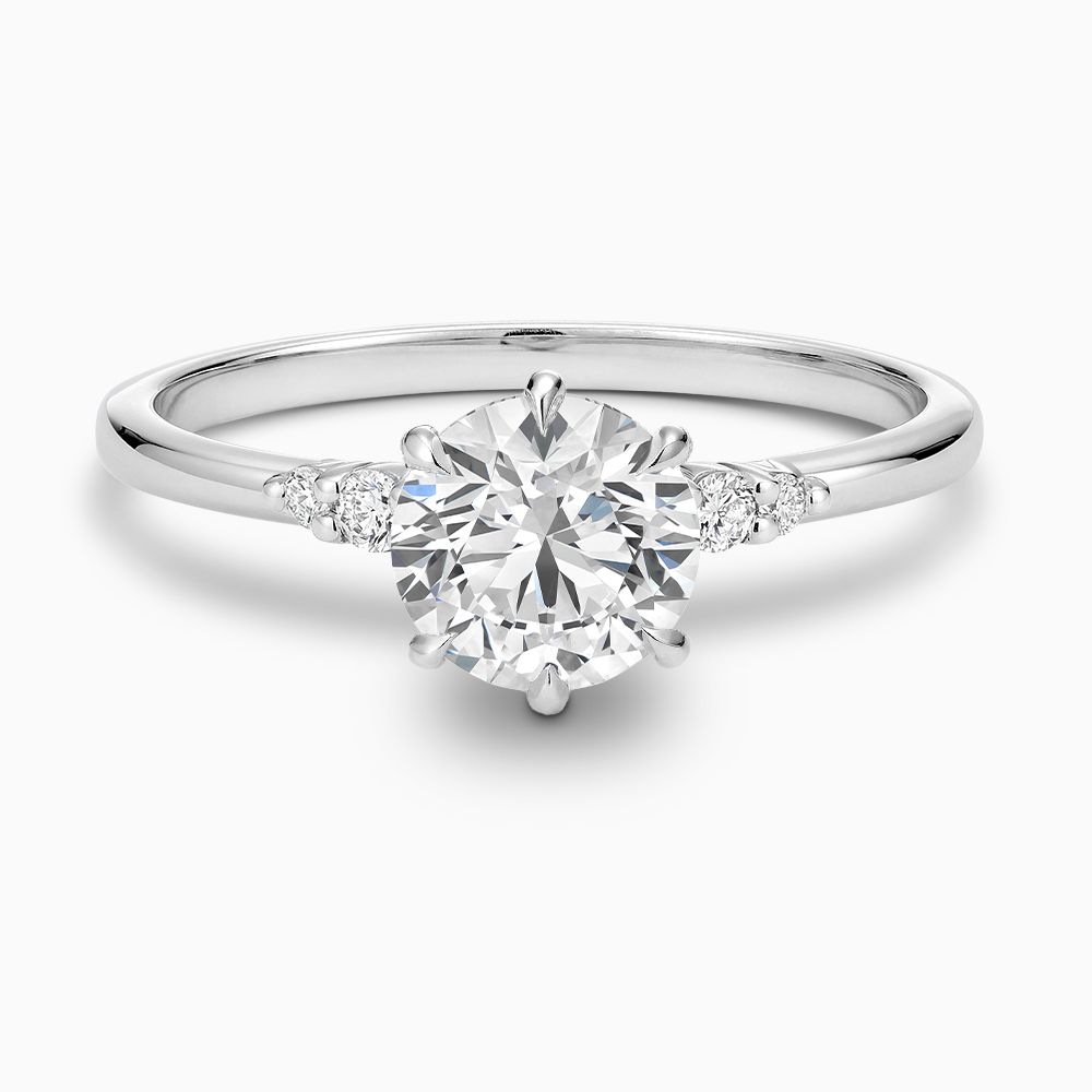 Megan's Engagement Ring with Eagle Prongs and Side Diamonds – Ecksand