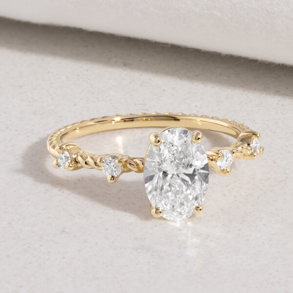 Custom Oval Diamond Ring, Twisted Band | Ecksand